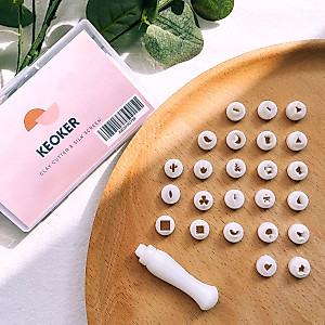 Keoker 24 Mini Clay Cutters with Screw Handle, Polymer Clay Cutters for Earrings, Small Clay Cutters, Polymer Clay Tools for Clay Jewelry, Mini Clay Cutters for Halloween Christmas Earring Design