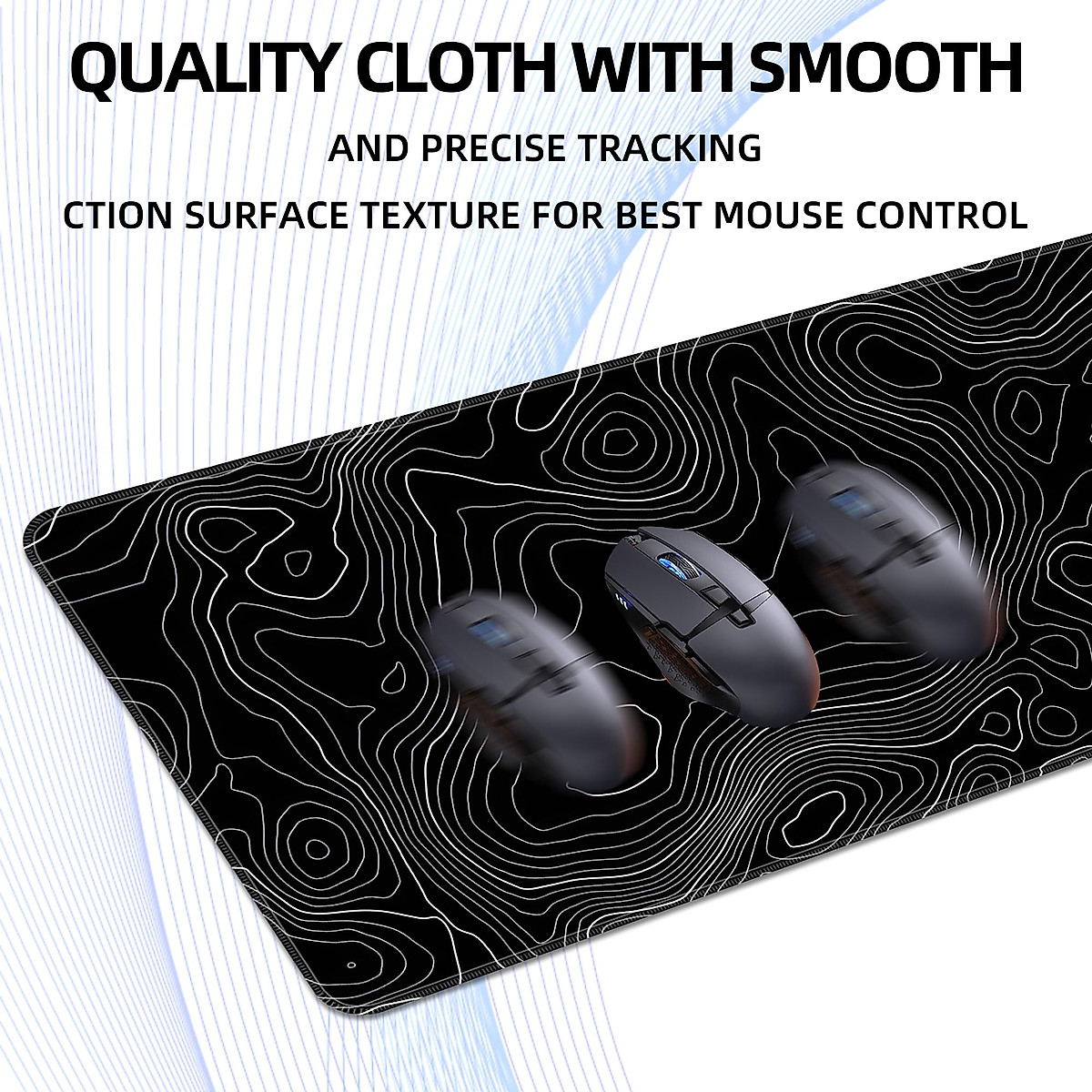 BZU Topographic Contour Extended Big Mouse Pad Large,XL Gaming Mouse Pad Desk Pad,31.5x11.8inch Long Computer Keyboard Mouse Mat Mousepad with 3mm Non-Slip Base and Stitched Edge for Home Office Work