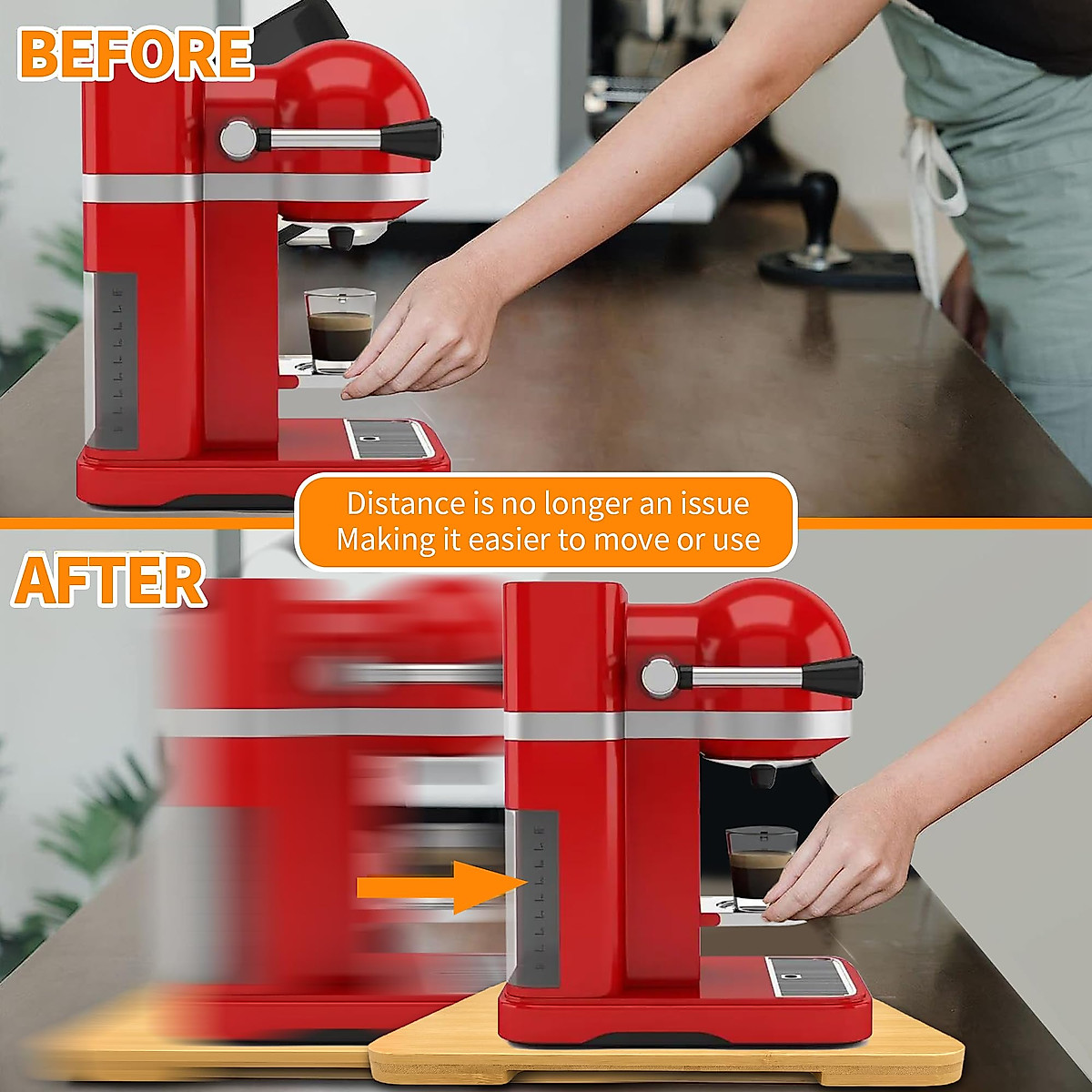 Appliance Slider for Kitchen Small Appliances, Coffee Maker Slider for Counter, Sliding Tray for Stand Mixer, Air Fryer, Espresso Machine, Ideal for Countertop and Under Cabinet Use(14.2"W x 11.7"D)