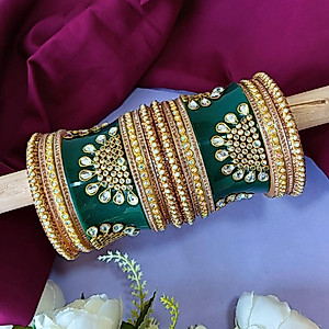 Efulgenz Traditional Indian Wedding Bangles CZ Crystal Bridal Bracelet Bangle Set for Women (Pcs)