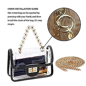 YING YUMEI Clear Purse for Women, Fashion Crossbody Clutch Handbag Cute, Small See Through Bag (Black)