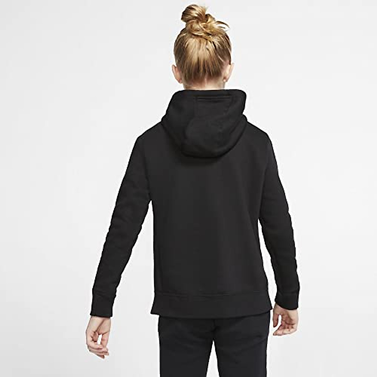 Nike Girls NSW Pullover Hoodie (as1, alpha, l, regular, regular, Black/White/White)