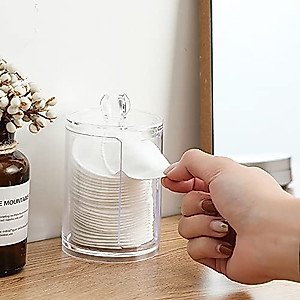 Akoslale 3 Pack Qtip Holder,Bathroom Organizers,Apothecary Jars, Cotton Swab/Round/Ball Holders with Lids,Acrylic Organizers and Storage,Makeup Holders and Organizers