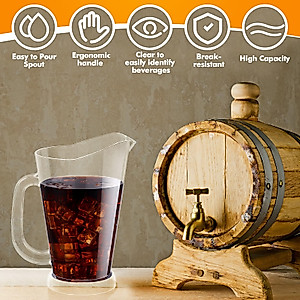 Tioncy 16 Pcs Clear Plastic Drink Pitcher Bulk 34 oz, Water Pitcher with Handle Beverage Pitchers Beer Ice Pitcher Restaurant Serving Jug for Wedding Table Xmas Party Container