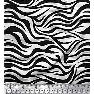 Soimoi Black Cotton Canvas Fabric Wild Animal Skin Printed Craft Fabric by The Yard 44 Inch Wide