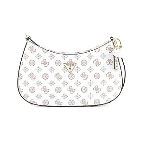 GUESS Noelle Top Zip Shoulder Bag, White Logo