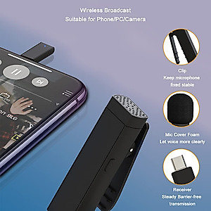HeavenBird Wireless Lavalier Microphone with Charging Case, Clip-on Plug & Play Mini Bluetooth Microphone for iPhone iPad & Android, Youtubers, Live Stream, Vloggers, Zoom Video Recording