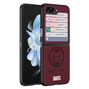 IRON SPIDER Case for Samsung Galaxy Z FLIP 5 5G, with Superhero character Compatible Galaxy Z FLIP 5 5G Leather Case WINE RED