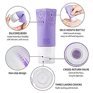 Cosmetic Travel Containers, Leakproof Silicone Travel Bottles Set, TSA Approved Travel Size Cosmetic Toiletries Containers Accessories Set for Shampoo Conditioner Facial Cleanser Cream