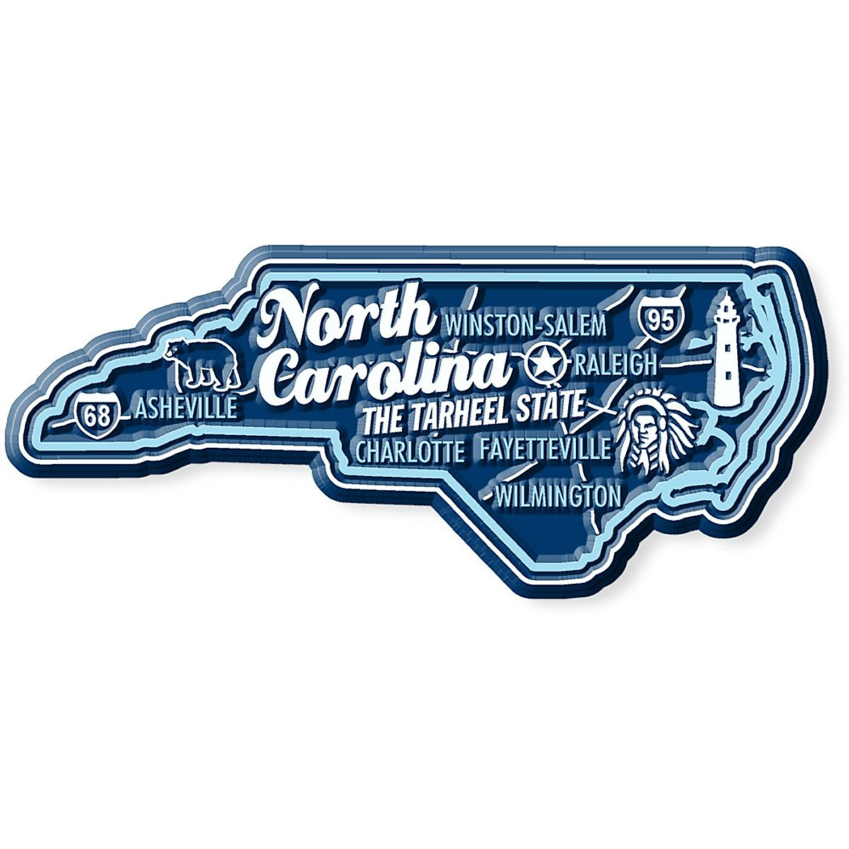 North Carolina Premium State Magnet by Classic Magnets, 2.5" x 1.6", Collectible Souvenirs Made in The USA