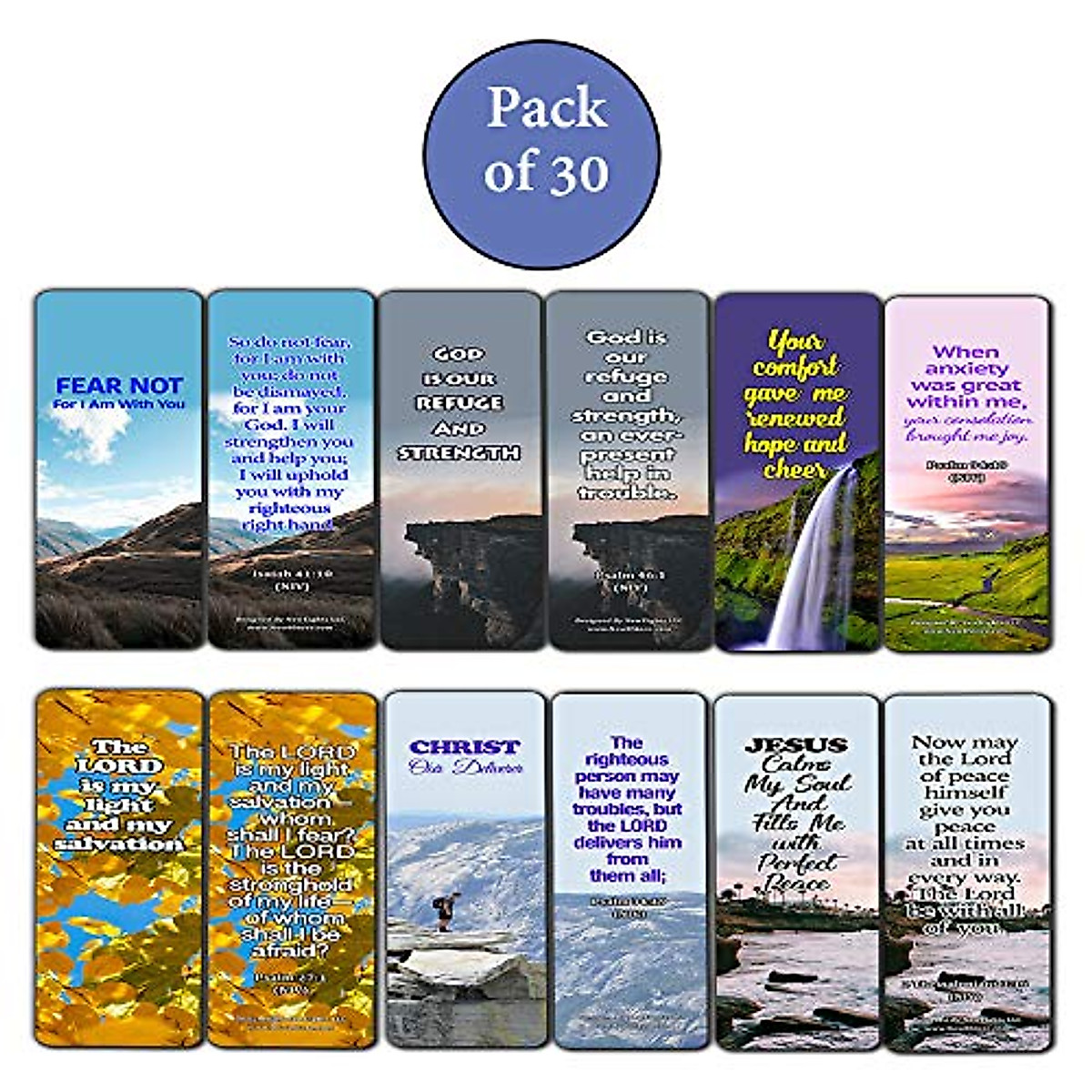 Powerful Bible Verses Bookmarks - God is in Control (30 Pack) - Handy Powerful Bible Verses About God is in Control Bible Texts