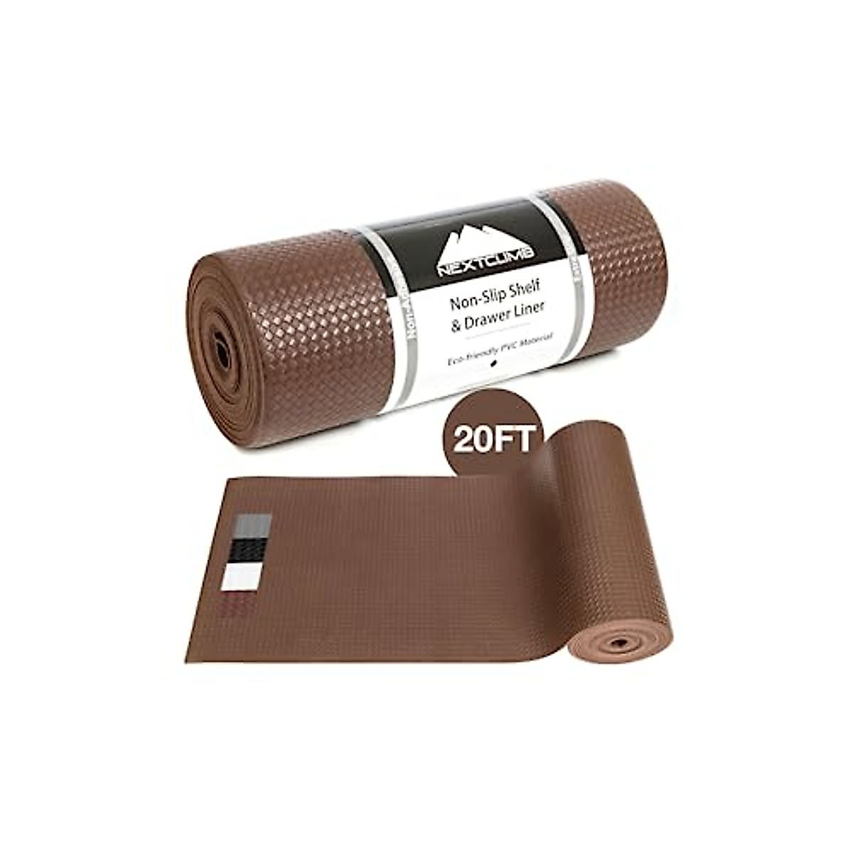 Shelf Liner Non Slip, Waterproof Thick Drawer Liners, Durable Grip Non-Adhesive Kitchen Cabinet Liner, Washable Fridge Liner Mat Cover for Pantry Shelves Storage Refrigerator Organizer (20 FT, Brown)