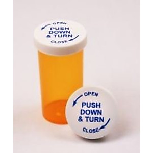 Pharmacy Vials Child Resistant Cap - Push Down and Turn - Amber - 40 dram - 12 pcs (Prescription Vial, Medicine Container, Pill Bottle) by AmexDrug