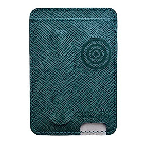 Phone Wallet Stick On Made of Imitation Leather with Stand and RFID Blocking Ideal Phone Card Holder for Credit Cards and ID Card Compatible with Most Smartphones (Green)