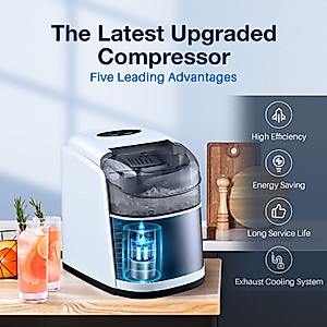 Ice Maker Countertop Machine with Self-Cleaning Function，26LBS in 24 Hours, 9 Ice Cubes Ready in 6 Mins, Compact Ice Cube Maker with Ice Scoop & Basket for Home Kitchen Office Bar (White)