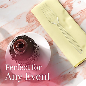 Prestee 100 Clear Plastic Forks, Plastic Forks Heavy Duty, Clear Forks Silverware, Plastic Cutlery, Disposable Forks Pack, Bulk Disposable Flatware, Plastic Utensils Set, Disposable Silverware Cutlery