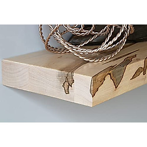 Urban Legacy Modern Hardwood Floating Accent Shelves | Set of 2 | Wormy Maple | Furniture Grade Clear Coat | Amish Handcrafted, Lancaster, PA (24" x 7" x 2")