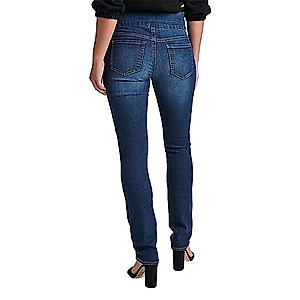 JAG Jeans Women's Peri Mid Rise Straight Leg Pull-on Jeans, Anchor Blue AU315, 14
