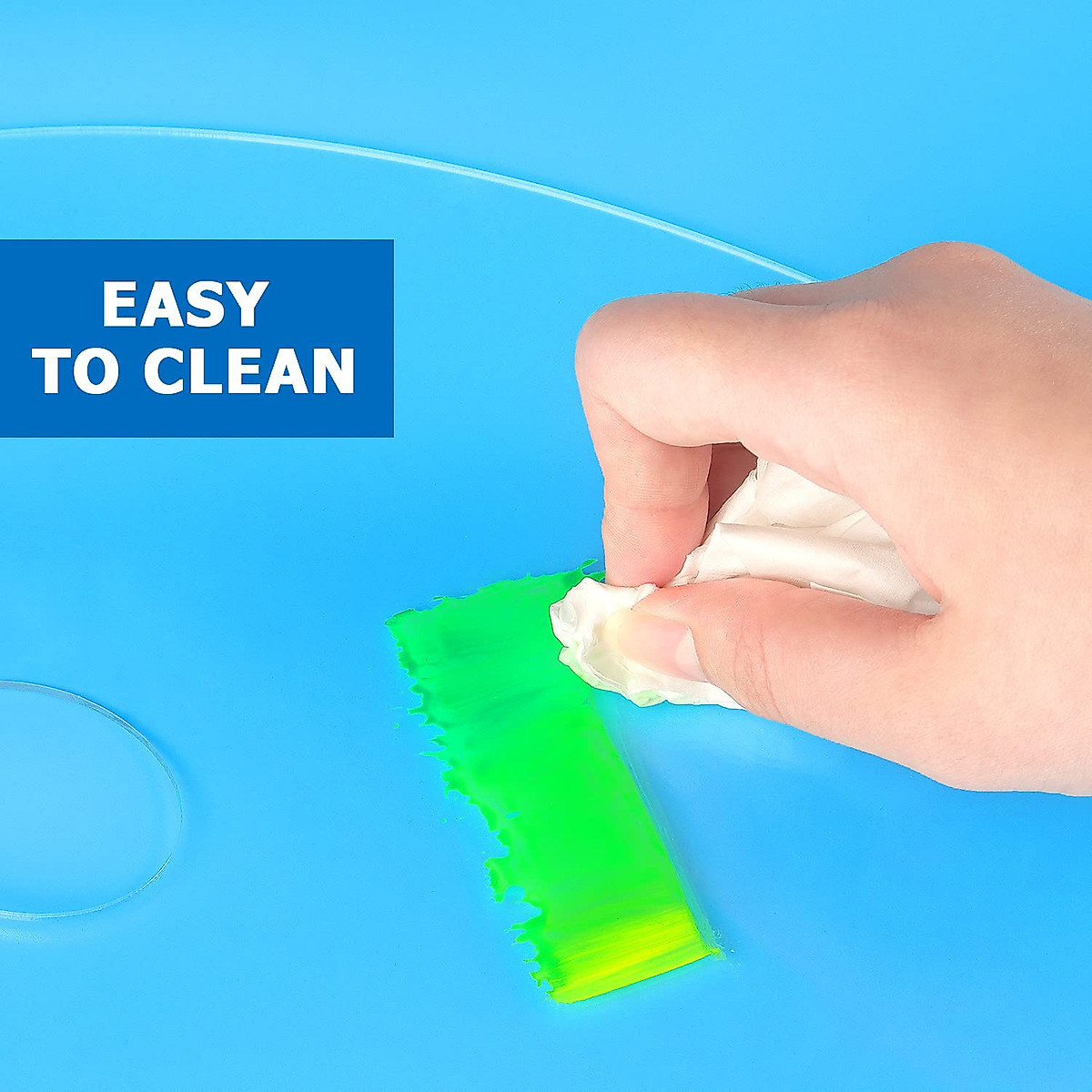 Tamaki 2 Pack Acrylic Paint Palette with Thumb Hole Clear Art Palette, Easy Clean Non-Stick Artist Pallet for Oil Watercolor Craft DIY Art Painting Palette