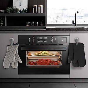 NHO Ovent Mitt Hanger - Twist Lock Suction Clips for Kitchen Stove Gloves - Hooks for Door - Towels Holder for Bathroom - Hanging Stuff for Cabinet Fridge Refrigerator - Grey