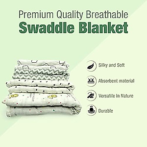 Baby Swaddle Blanket Muslin Silky Soft Blanket Set Breathable for Girls & Boys, Skin-Friendly Baby Receiving Wrap Newborn Gifts, Infant Shower Items, and Toddler Gifts - Pack of 4 (100% Cotton)