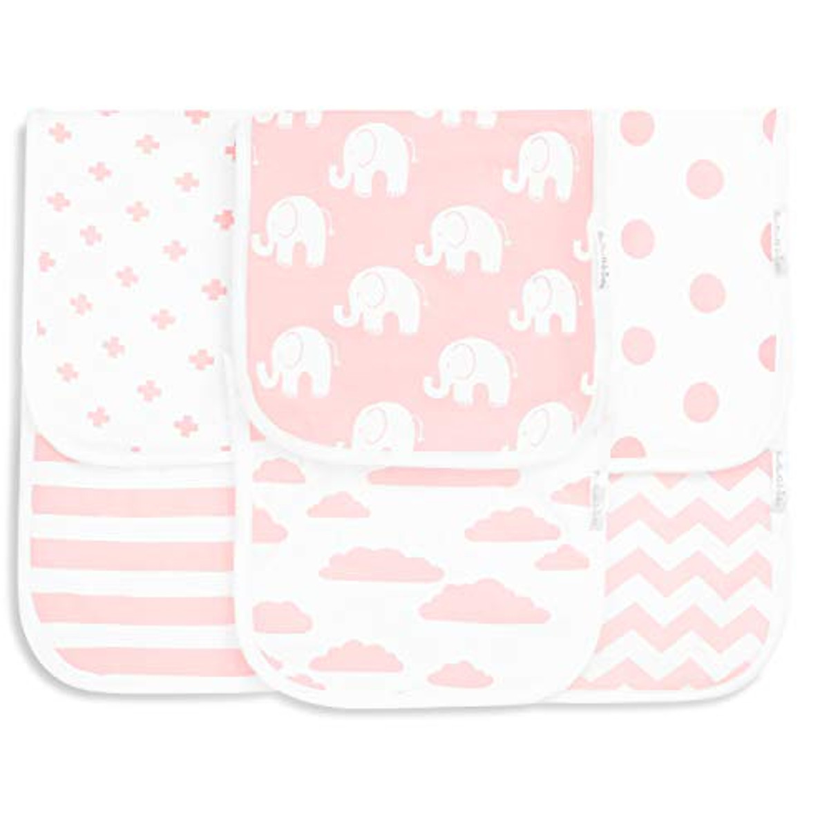 BaeBae Goods Burp Cloths for Baby Girl - Ultra Absorbent Burping Rags - Anti Shrink Unisex Burpy Clothes - Super Soft Jersey Cotton, Large 21"x10" - Thick for Newborn Cloth Diapers - 6 Pack