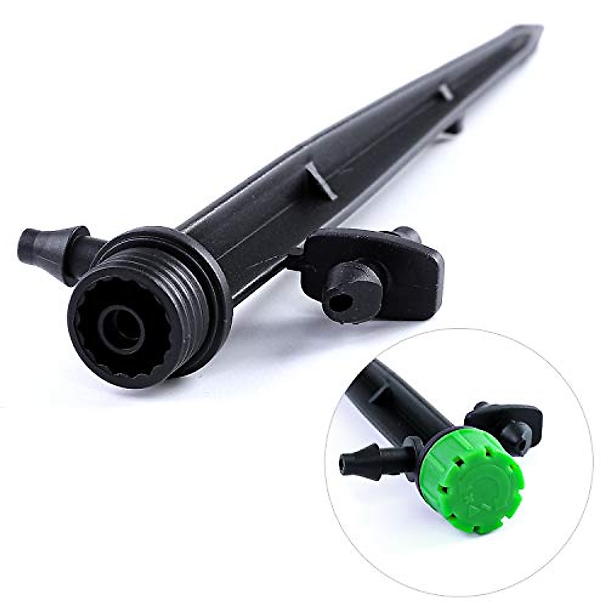 URATOT 60 Pieces 360 Degree Adjustable Irrigation Drippers with Barbed Connector for 4/7 MM Tube, Water Flow Drip Stakes Emitter Drip System