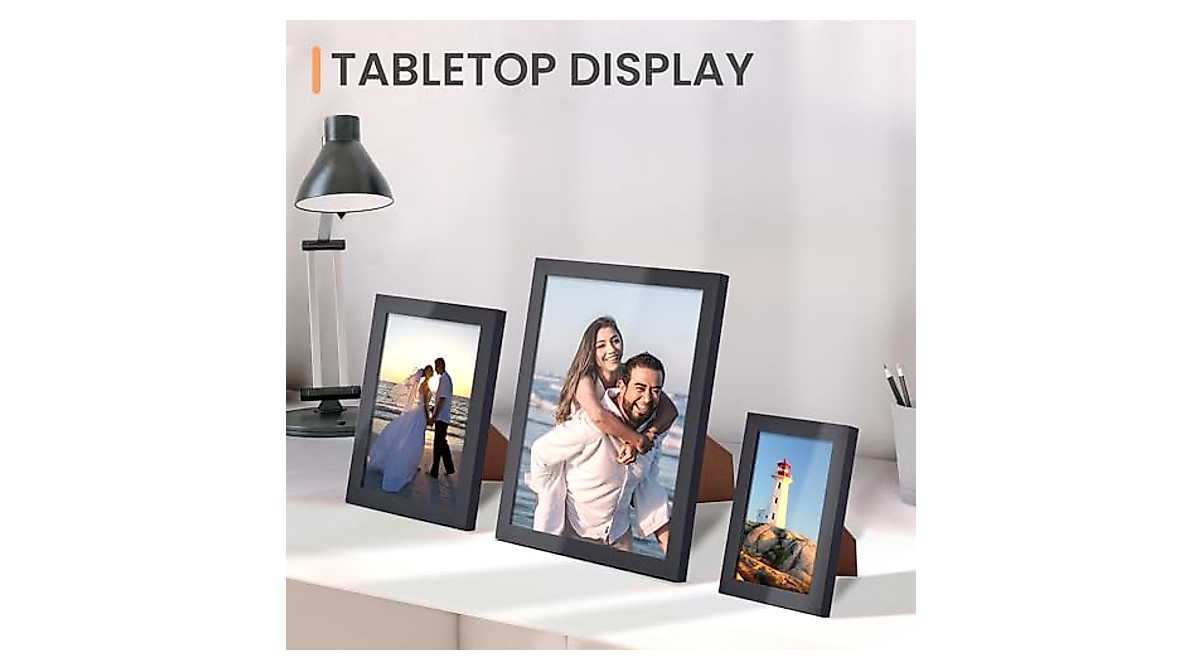 10-Pack Black Picture Frames - Multi-Size Wall & Tabletop