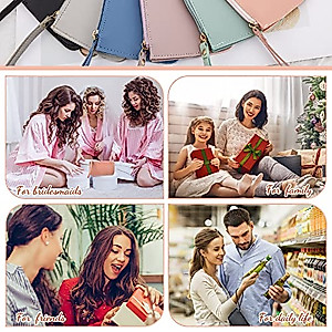 Dunzy 6 Pcs Bridesmaid Clutch Bag Wristlet Wallet for Women Slim Pouch Purse Zipper Handbag with Strap 6 Colors Bags for Phone Travel Wedding Evening Women Bridesmaid Gifts