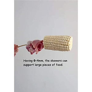 Natural Bamboo Skewers-200 pcs/pack-Φ=0.16 inch (4 mm)-L=12 Inch (300 mm) for BBQ, Appetiser Fruit, Cocktail, Kabob, Kebabs, Marshmallow, Grilling, Barbecue, Kitchen, Crafting, DIY Miniature