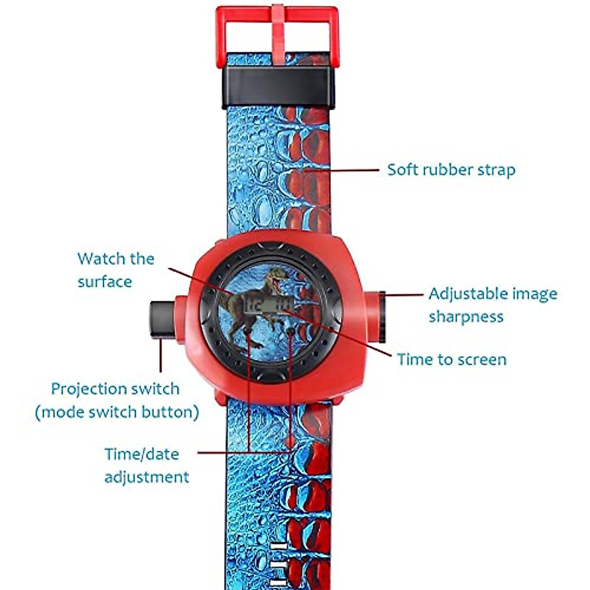 Chenfly Dinosaur Projector Digital Wrist Watch Kids Watch 24 Dinosaur Design Cartoon Watch Projector Funny with Strap Educational Toy Gift