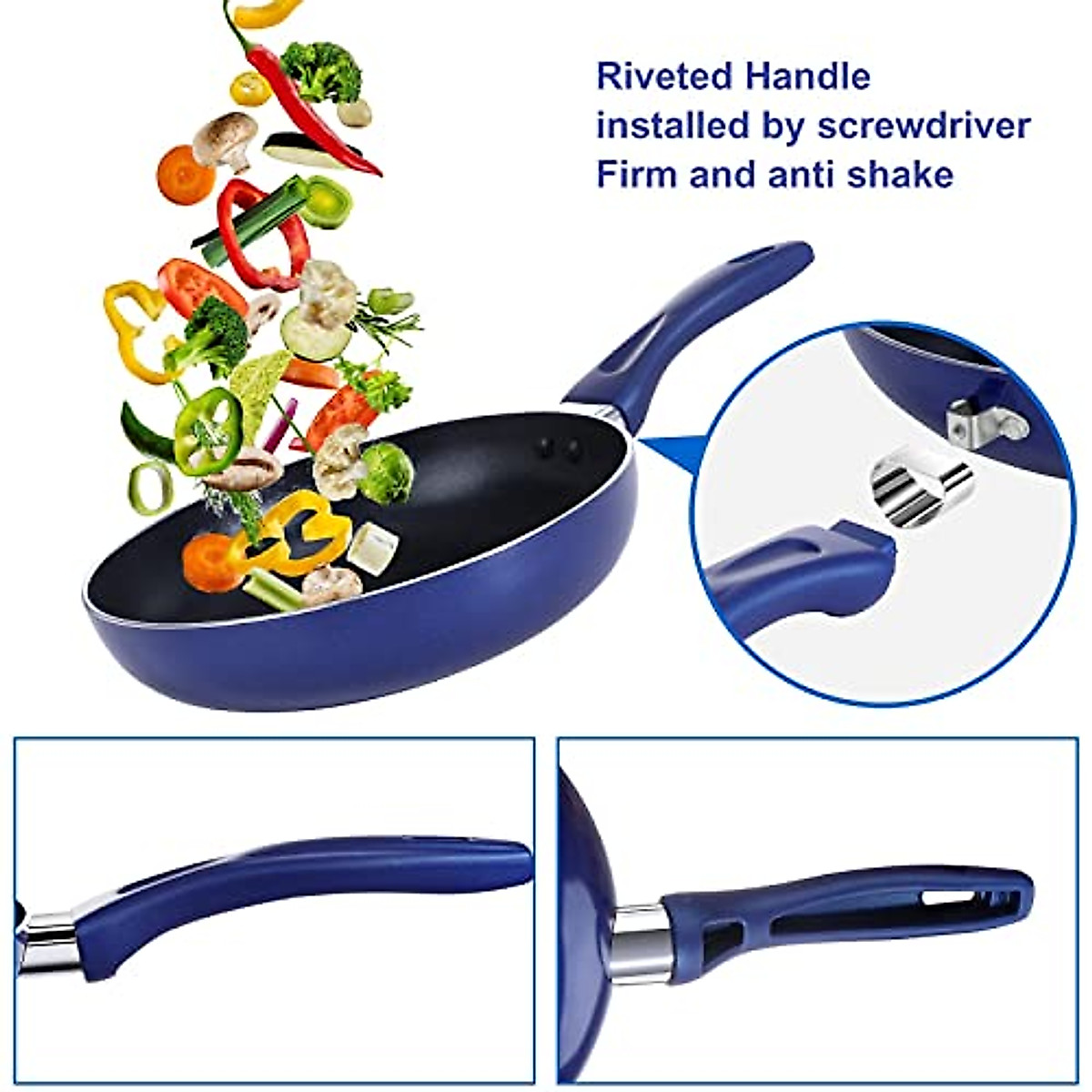 Nolopau Nonstick Frying Pan, Aluminum Non Stick Fry Pans for Cooking Eggs Omelettes and More, 8" and 10.4" Cooking Surface Non Stick Skillet Pan Nonstick Cookware