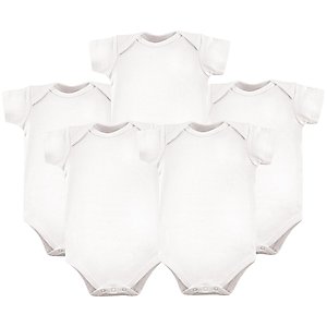 Hudson Baby Unisex Baby Cotton Bodysuits, White, 12-18 Months
