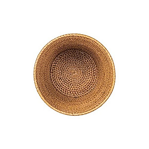 Kouboo Loma Round Rattan Paper Waste Basket (Honey-Brown)