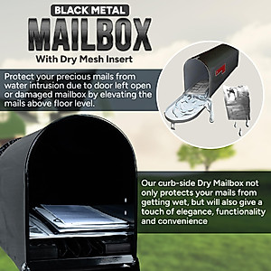 Dry Mailbox – Outdoor Metal Mailbox with Mailbox Insert to Keep Mail Dry | Weatherproof Mailbox for Outside for Secure Deliveries | Standard Outside Mailboxes | US Postal Service Approved - Black
