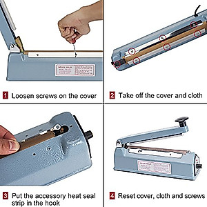 METRONIC 8 inch Heat Seal Closer Impulse Sealer Accessories,2PC Thermal Fuse+2PC Fever Cloth