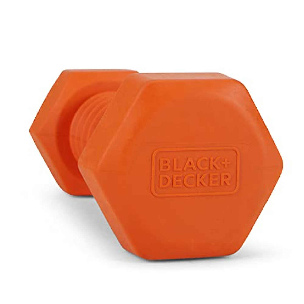 BLACK+DECKER Squeaker Dog Chew Toy Durable Teeth-Cleaning,Tough Almost Indestructible for Small, Medium & Large Dogs, Interactive & Tough Non-Toxic Natural Rubber Chew Toys, 6.5" Rubber Bolt, Orange