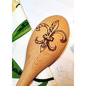 Fleur de lis or Roux the Day or Peace Love & Gumbo Engraved Wooden Cooking Spoon, Choice Of Style Engraved Wooden Spoons, Cajun Louisiana New Orleans Cooking, Mardi Gras Gift, Cajun Wedding Gift Set