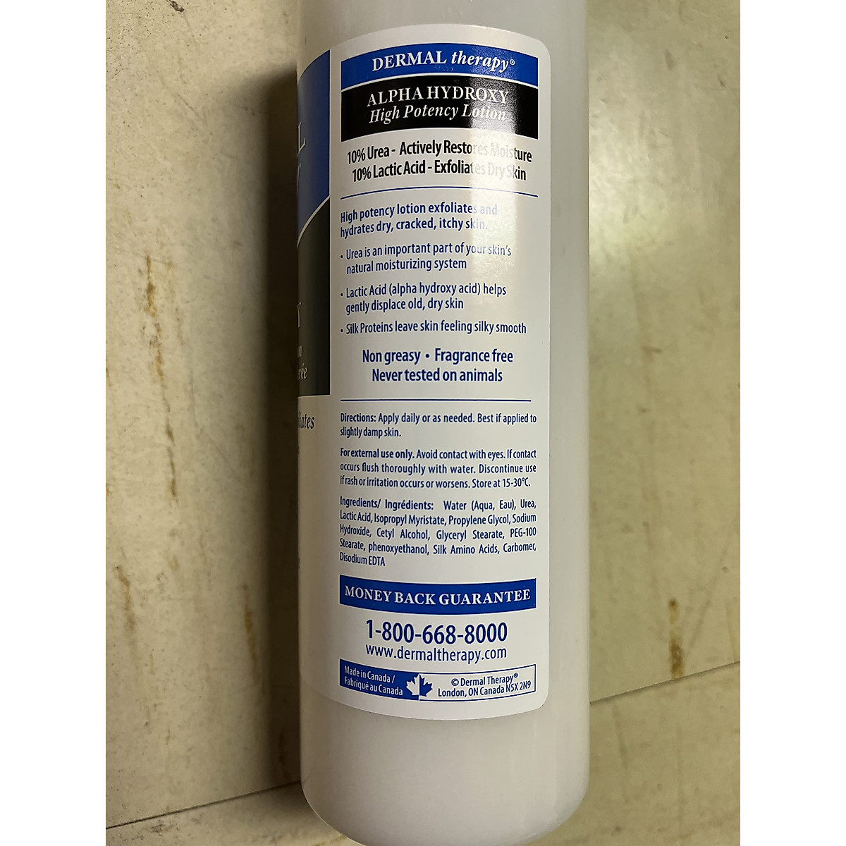 Dermal Therapy Alpha Hydroxy Lotion - High Potency AHA Exfoliating Moisturizer for Dry, Scaly Skin - 10% Lactic Acid & 10% Urea Lotion - Remove Skin Flakes - Fragrance-Free - 16 fl oz / 474 ml