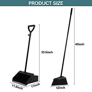 SB Broom with Dustpan Combo Set for Office, Indoor&Outdoor Sweeping,Broom and Dustpan Set,Large Size and Stiff Broom Dust pan with Long Handle,Stand Up Broom and Dustpan,Rectangular, Angular