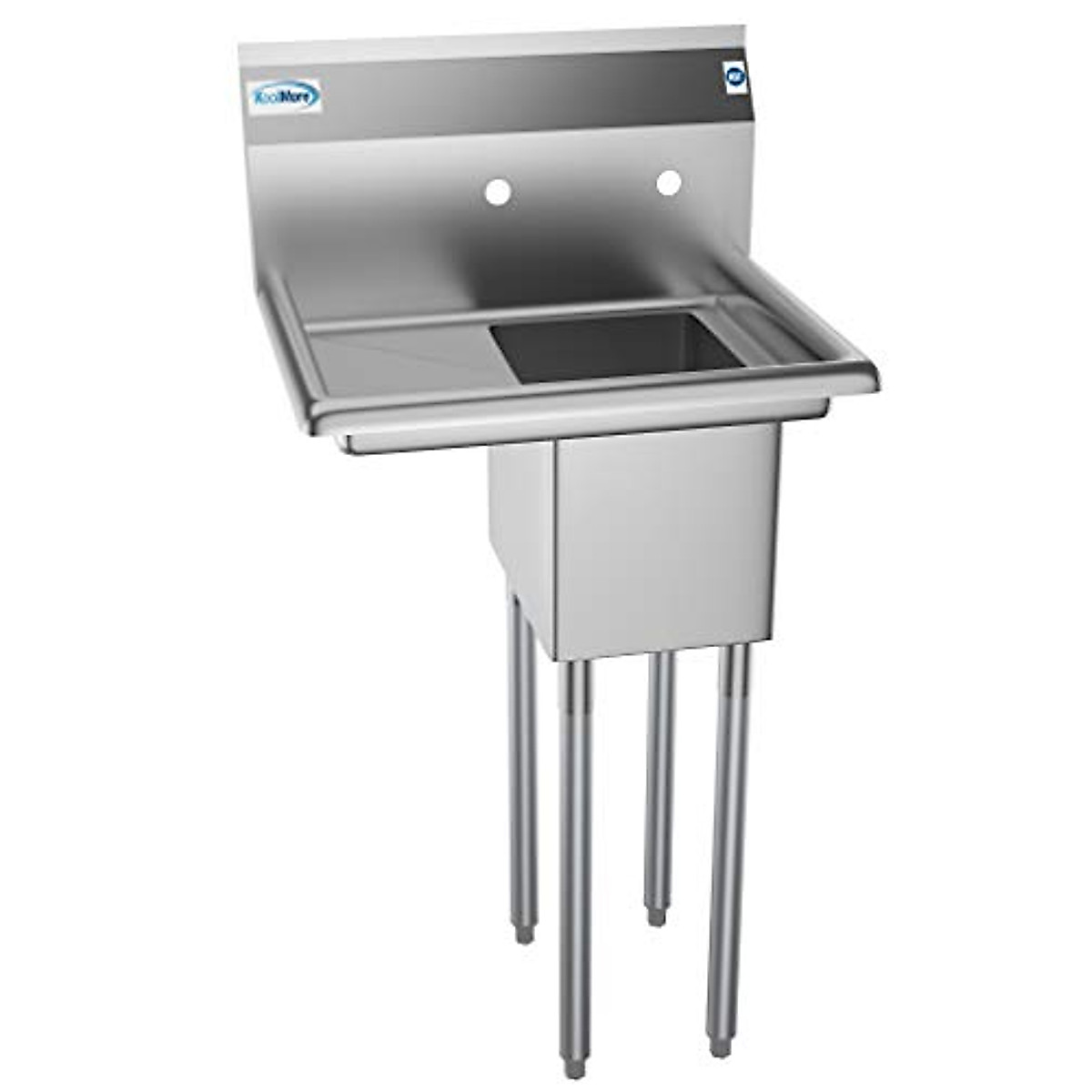 KoolMore 1 Compartment Stainless Steel Commercial Kitchen Prep & Utility Sink with Drainboard - Bowl Size 10" x 14" X 10"