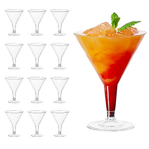 MATANA 48 Sturdy Clear Plastic Martini Glasses - 7 Oz Reusable Cocktail Glasses, Margarita Glasses for Wedding, Party & Banquet