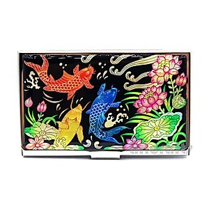 Mother of Pearl Business Card Holder Credit Card Case ID Name Card Holder Metal Card Case Money Cash Case Wallet Arabesque Design