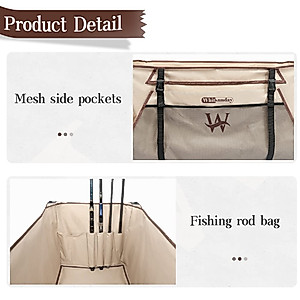 Whitsunday Heavy Duty Collapsible Wagon Cart, 380lb Load-Bearing Utility Wagon Cart with Big All Terrain Wheels, Folding Outdoor Wagon with Side Pocket for Beach, Camping, Outdoor Beige