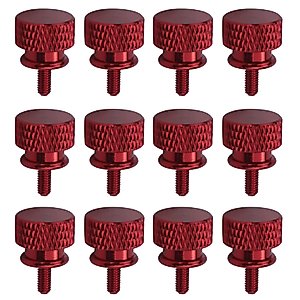 Antrader M3 Computer Case Thumb Screw Aluminum Alloy Knurled Hand Tighten Screws for Cover/Power Supply/PCI Slots/Hard Drives Wine Red 12PCS