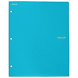 Five Star 2 Pocket Folder, Stay-Put Folder, Plastic, Folders with Pockets, Color Selected for You, 1 Count (33210)