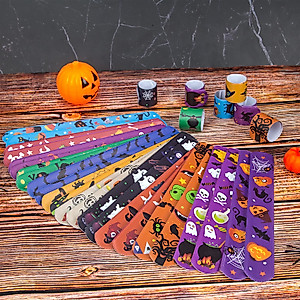 60Pcs Halloween Party Favors Slap Bracelets Bulk for kids, Halloween Toys with Bat Spider for Halloween Treats non Candy/Classroom Prizes/Exchanging Gifts/Party Supplies for Girls/Boys/Adults