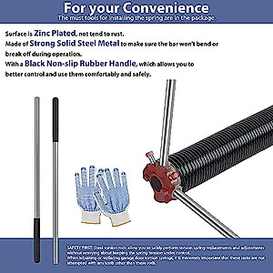 Pkgvis Garage Door Torsion Springs 2'' (Pair) with Non-Slip Winding Bars, Black Coated, Minimum 18,000 Cycles, 7' or 8' High Doors, 3 Year Warranty