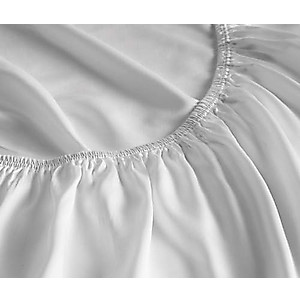 lecoo Luxury 100% Egyptian Cotton Bed Sheets - 800 Thread Count 4Pc Twin XL Size Sheets Set, Smooth Sateen Ultra Soft Luxury Bedding Sheets, 15" Deep Pocket - White Solid