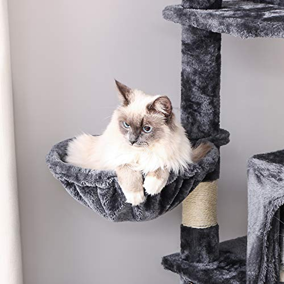BEWISHOME Cat Tree 66.3 Inch Multi-Level Large Cat Tower with Plush Top Perches, Sisal Scratching Post Cat Play House Kitty Activity Center MMJ14H